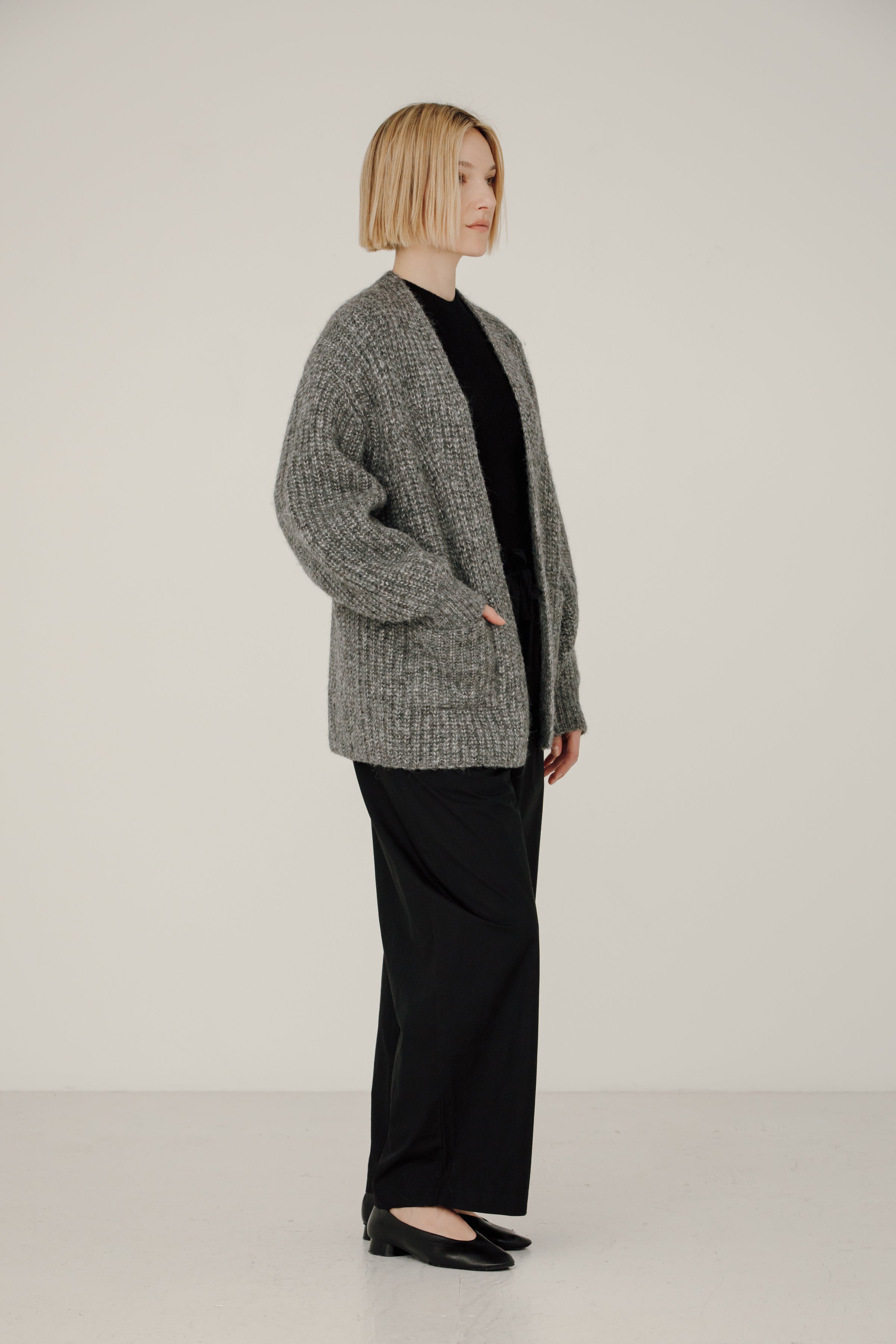 Marine Cardigan in Granite – Bare Knitwear